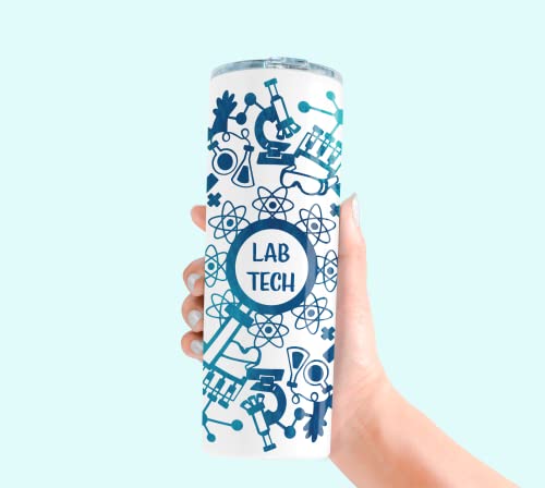 AVITO 20 oz Personalized Lab Tech Personalized Tumbler, Gift, Personalized Lab Tech Tumbler, Laboratory Technician Gift, Microscope, Med Tech, Stainless Steel, Vacuum Insulated