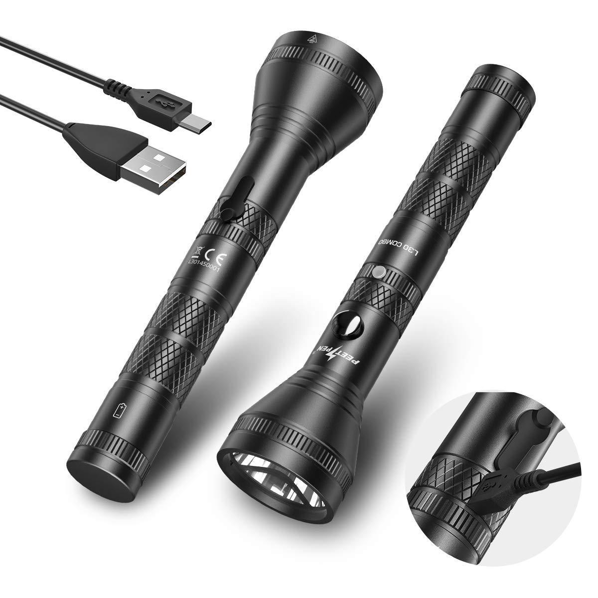 Rechargeable Flashlights 1200 High Lumens, Super Bright Handheld Flashlight, LED Tactical Flash Light with 4 Modes & Waterproof for Outdoor, Camping, Home, Emergency, Hiking, Camper Gear(2 pack)