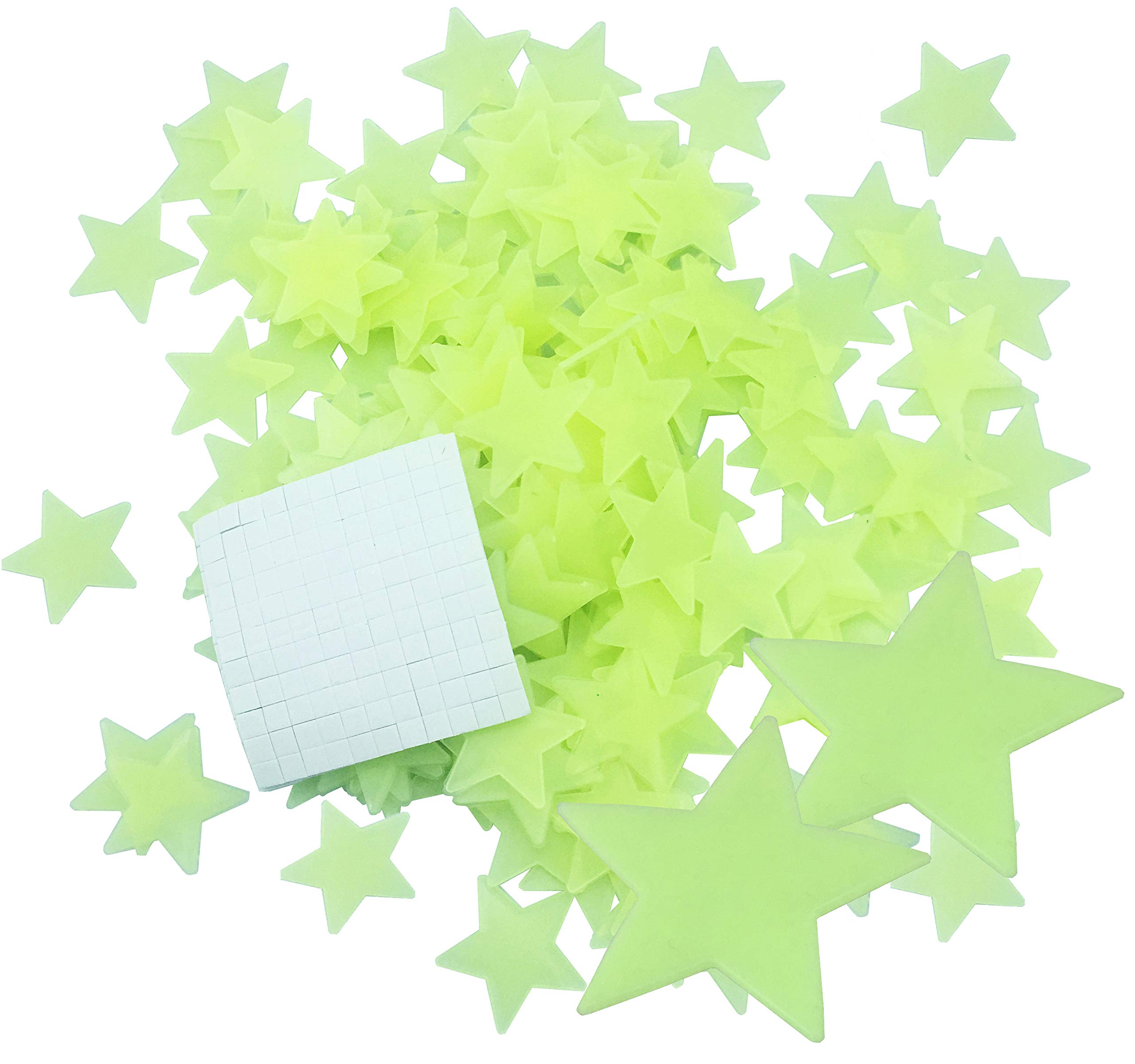 HoneyToys 200PCS 1.2" Luminous Stars Glow in The Dark Fluorescent Noctilucent Plastic Wall Stickers Decals for Home Ceiling Wall Bedroom (Yellow)