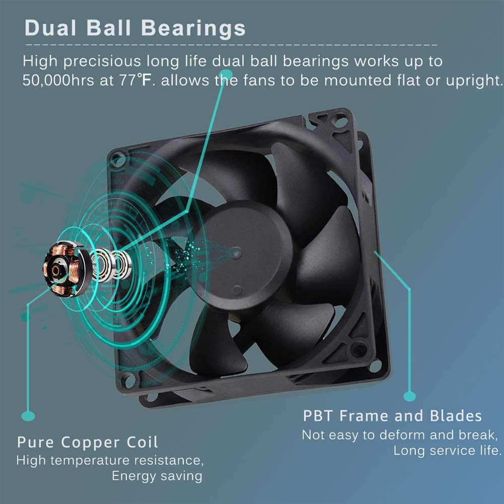 GDSTIME EC Cooling Fan 80mm x 80mm x 25mm AC 110V 115V 120V 220V 240V