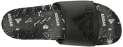 adidas Unisex Adilette Comfort Slide Sandal, Core Black/Core Black/White, 6 US Men