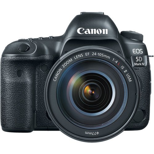 Canon EOS 5D Mark IV DSLR Camera with 24-105mm f/4L II Lens (International Model) (1483C010) W/Bag, Extra Battery, LED Light, Mic, Filters and More(Renewed)