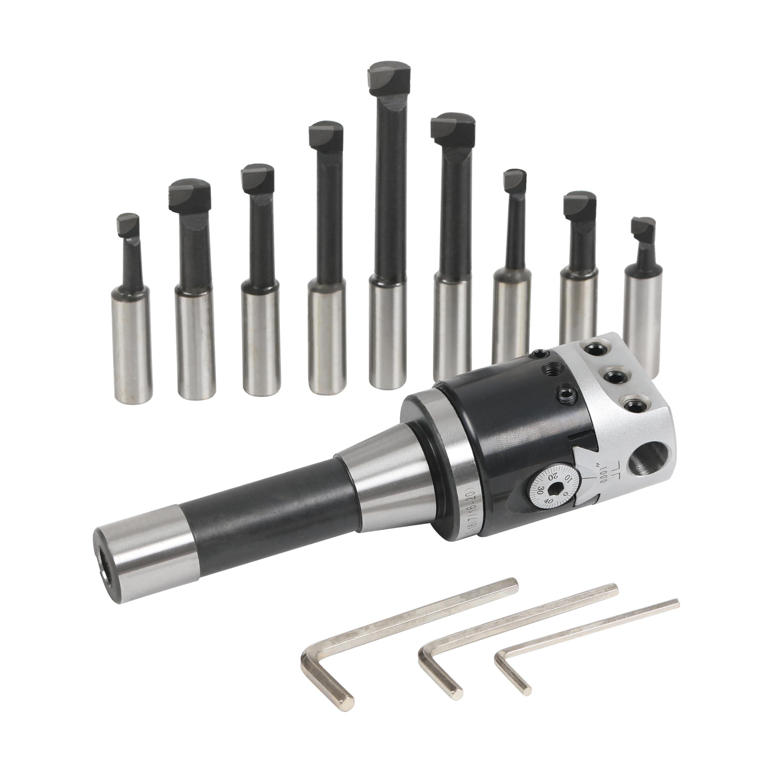 HFS(R) R8 Shank Boring Set 2" Boring Head 1/2" Carbide Boring Bar Set 9pcs for Milling
