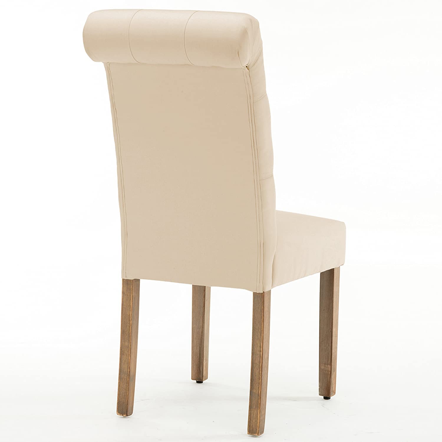 AC Pacific Natalie Tufted Dining Chairs, Contemporary Upholstered Home Kitchen Armless Parson Seat with Rolled Top, Set of 2, Snowy White