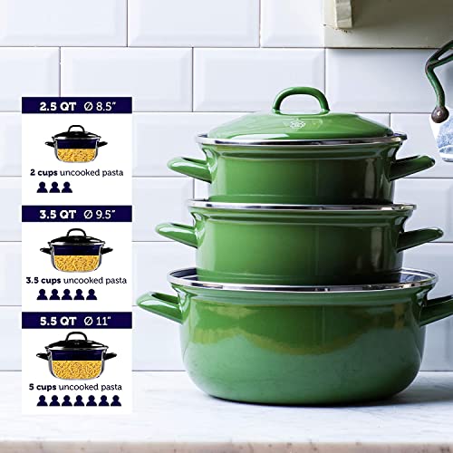 BK Indigo Dutch Heritage Round German Enamelled Casserole with Lid with PFAS-Free Ceramic Non-Stick Coating, 26 cm/5.2 Litre, Induction, Dishwasher Safe, Oven Safe, Cream
