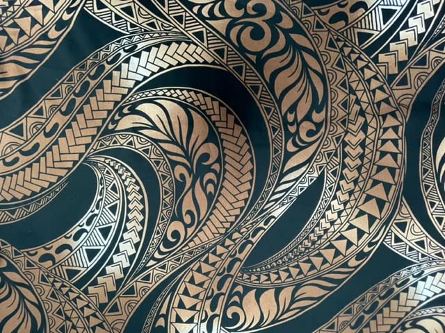 Originals by Hitomi Brown Swirly Tribal Hawaiian Print Fabric Sold by The Yard