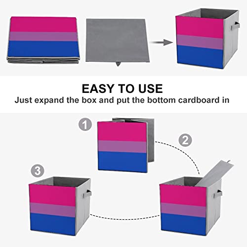 Bisexual Pride LGBT Flag Collapsible Storage Bins Basics Folding Fabric Storage Cubes Organizer Boxes with Handles