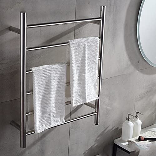Heated Towel Rack, Towel Warmer, 5 Bars Wall Mount Electric Heated Towel Rack 304 Stainless Steel Radiator for Bathroom,Pools,Kitchen,Gyms,Plug in ,Electric Towel Warmer (Color : Hardwired)