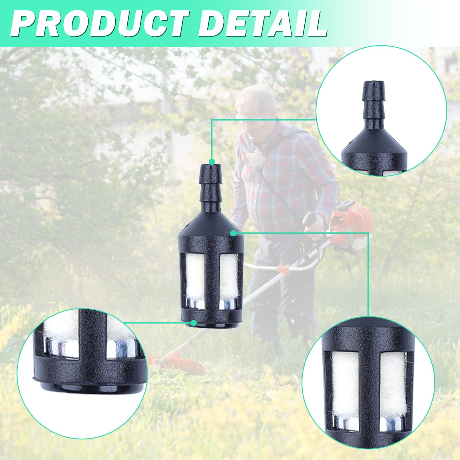 Adefol Fuel Filter + Fue Line+Primer Bulb for Homelite BP250 HB18V GST GST18 GSTBC HBC18 HBC30 HBC30B HGT HLT15 HLT16 HLT17C HLT18 HLT28 HT17 HT19 ST175G ST185 String Trimmer Blower