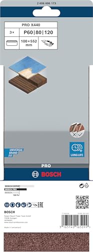 Bosch 2608606173 100 x 552 mm Sanding Belts for Peugeot and Skil Belt Sanders