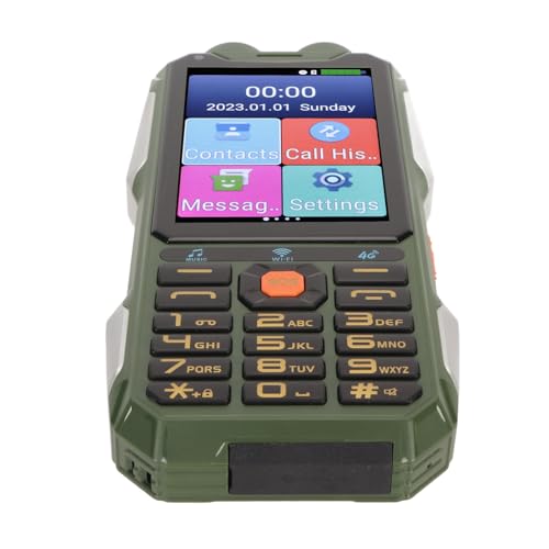Acogedor 4G Senior Cellphone 4in Touch Screen WiFi Large Button 18000mAh LED Flashlight Loud Sound Quick Dial Phone for7.0, Clear Display (Green)
