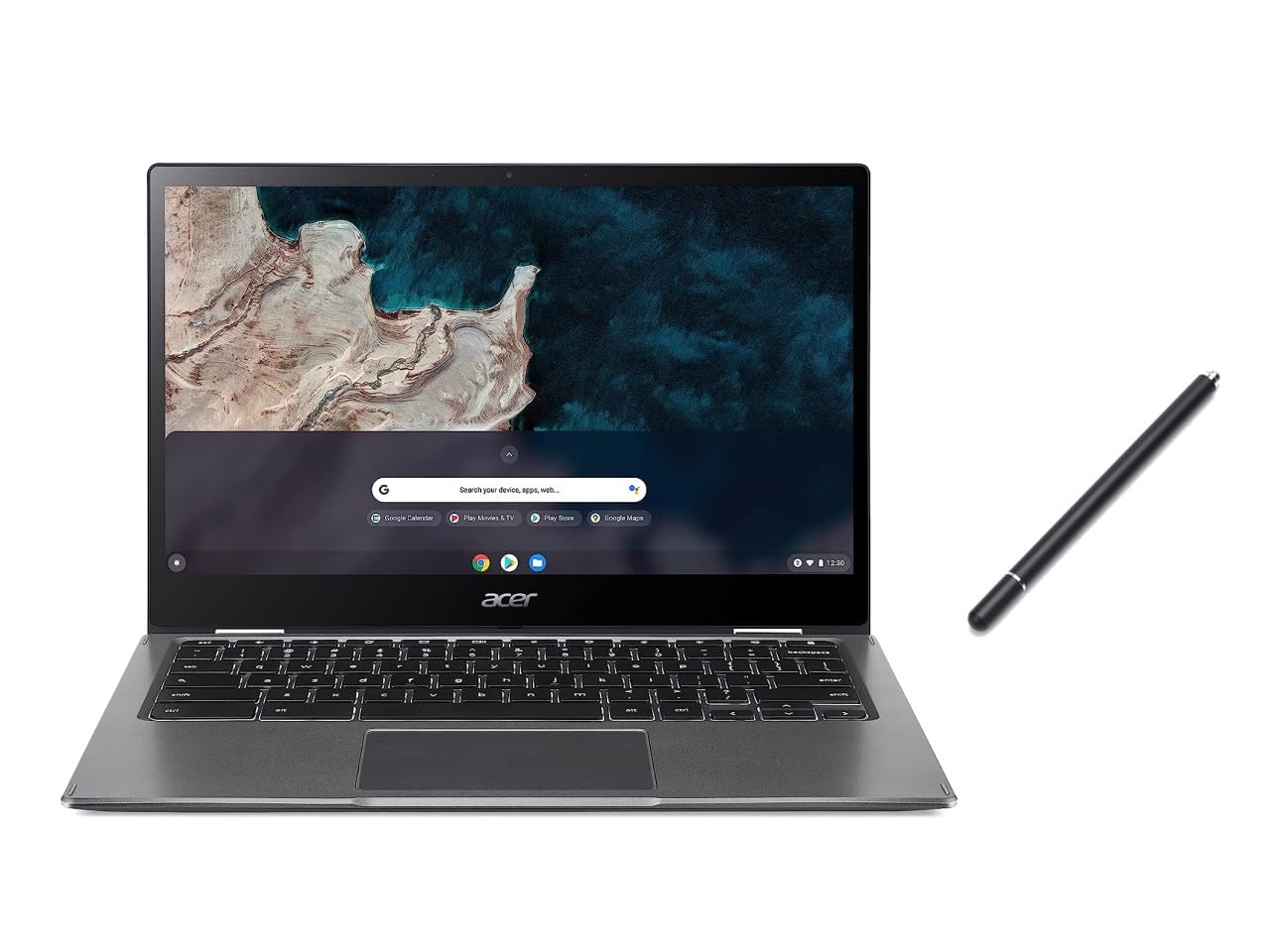 acer Chromebook Spin 2-in-1 13.3"" FHD IPS Touch Laptop | Qualcomm Snapdragon 7c | Qualcomm Adreno 618 GPU | 4GB RAM | 64GB SSD | Backlit Keyboard | Chrome OS | Bundle with Stylus Pen, Grey