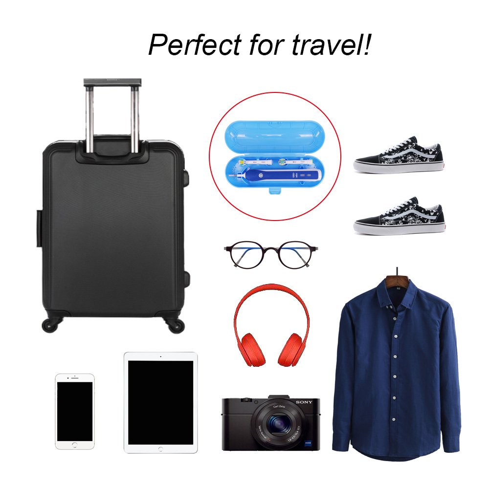 Nincha Portable Replacement Plastic Electric Toothbrush Travel Case for Oral-B Pro Series (Blue)