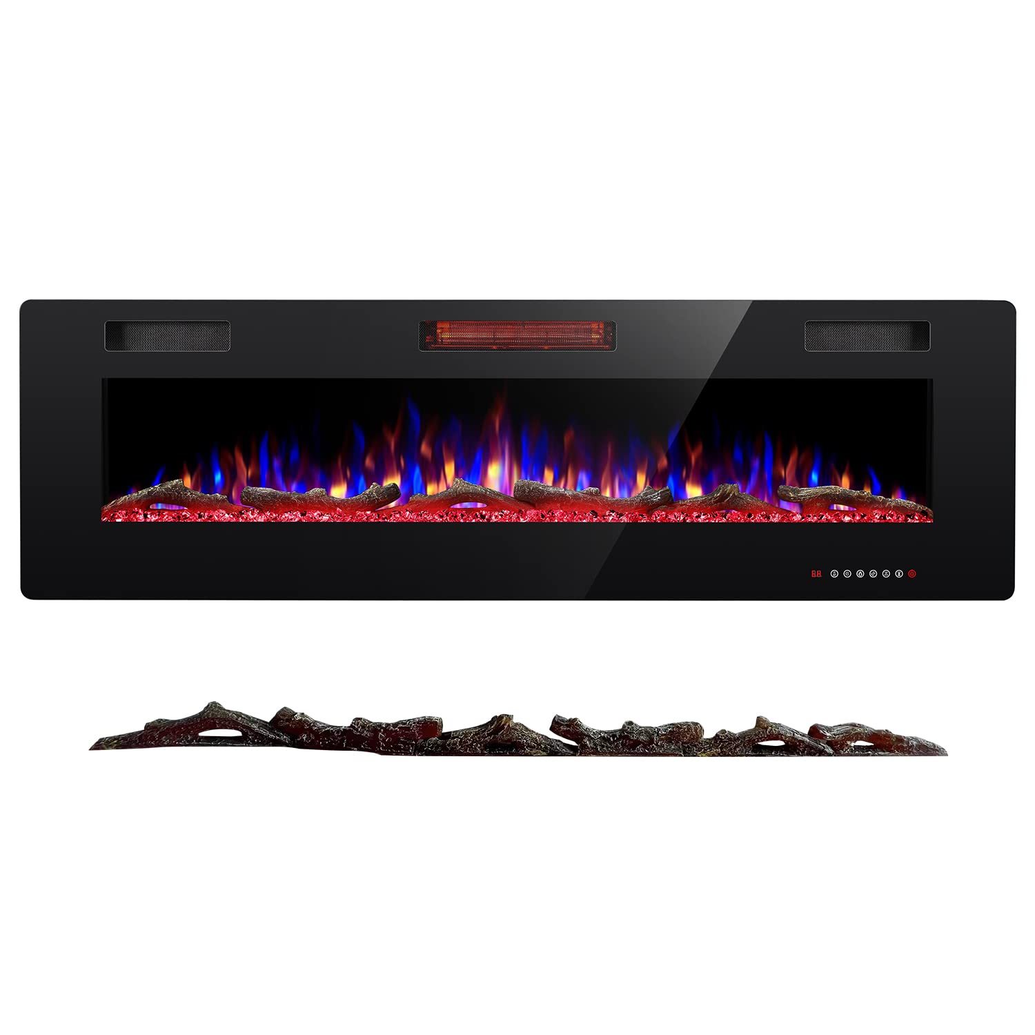 COWSAR R.W.Flame 6 Pieces Logs in The Slot of The 60IN Recessed and Wall-Mounted Fireplace - Synthetic Resin Log Decoration for Indoor Fireplaces e