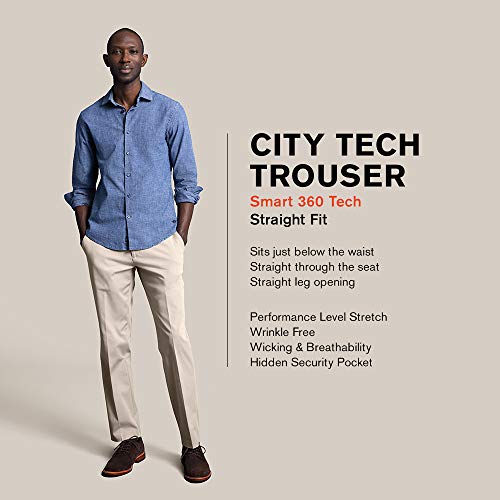 Dockers Men's City Trouser Straight Fit Smart 360 Tech Pants, New British Khaki (Waterless), 36W x 32L