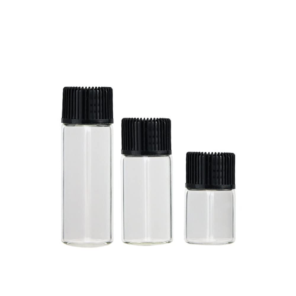 LabZhang 100 Pcs Glass Vials with Screw Caps, Small Liquid Sample Vial, Leak-Proof Vial (5ML, Clear)