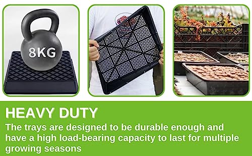 BeGrit Seed Starter Trays 5-Pack 15x12 inch Mesh Tray Plastic Plant Trays Garden Seedling Starter Kit Bonsai Training Pots Succulent Transport Pots with 5 Bases