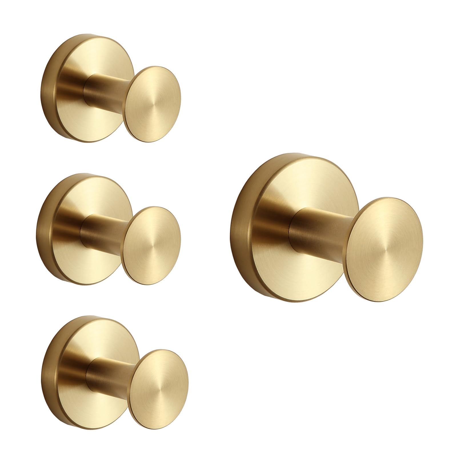 Orlif Bath Towel Hooks,4 Pack SUS304 Stainless Steel Robe Coat Robe Clothes Hook,Heavy Duty Wall Hook for Bathroom & Kitchen Garage Hotel Wall Mounted (Gold)