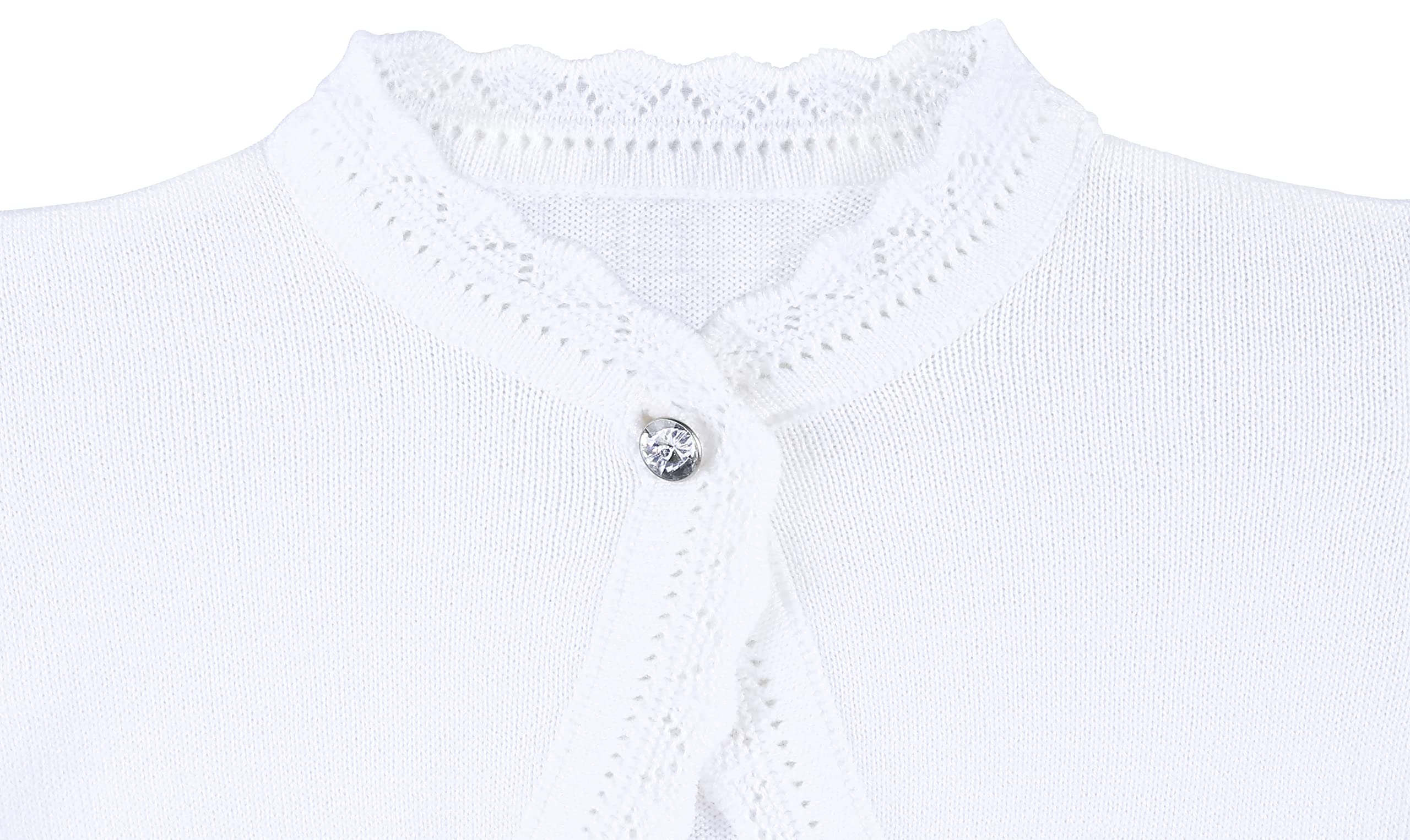 Lilax Baby Girls' Knit Long Sleeve Button Closure Bolero Cardigan Shrug 12-18 Months White