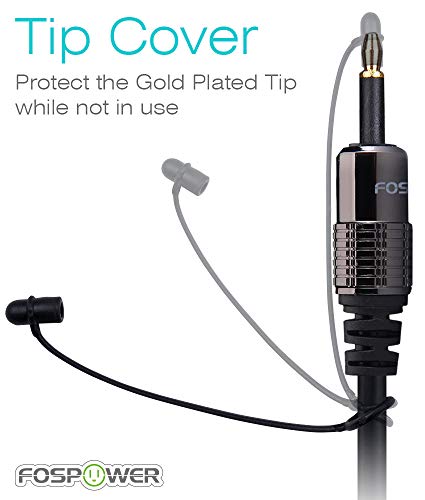 FosPower (3ft) 24K Gold Plated Toslink to Mini Toslink Digital Optical S/PDIF Audio Cable with Metal Connectors & Strain-Relief PVC Jacket FosPower (3ft) 24K Gold Plated Toslink to Mini Toslink Digital Optical S/PDIF Audio Cable with Metal Connectors & St