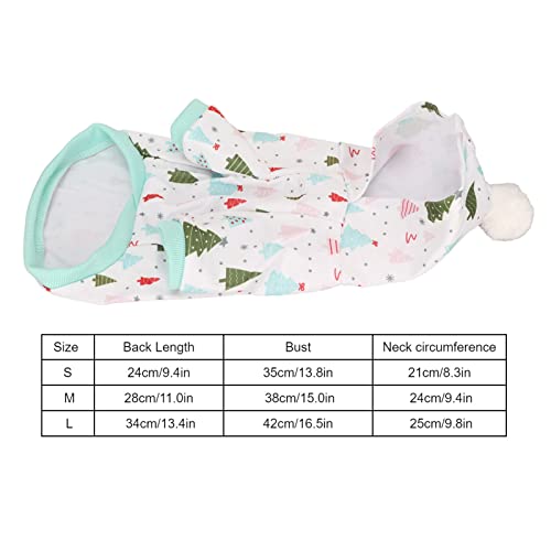 Dog Hoodie, Print on White Odorless Green Christmas Tree Easy to Wear Elastic Dog Sweaters for Winter for Cats S