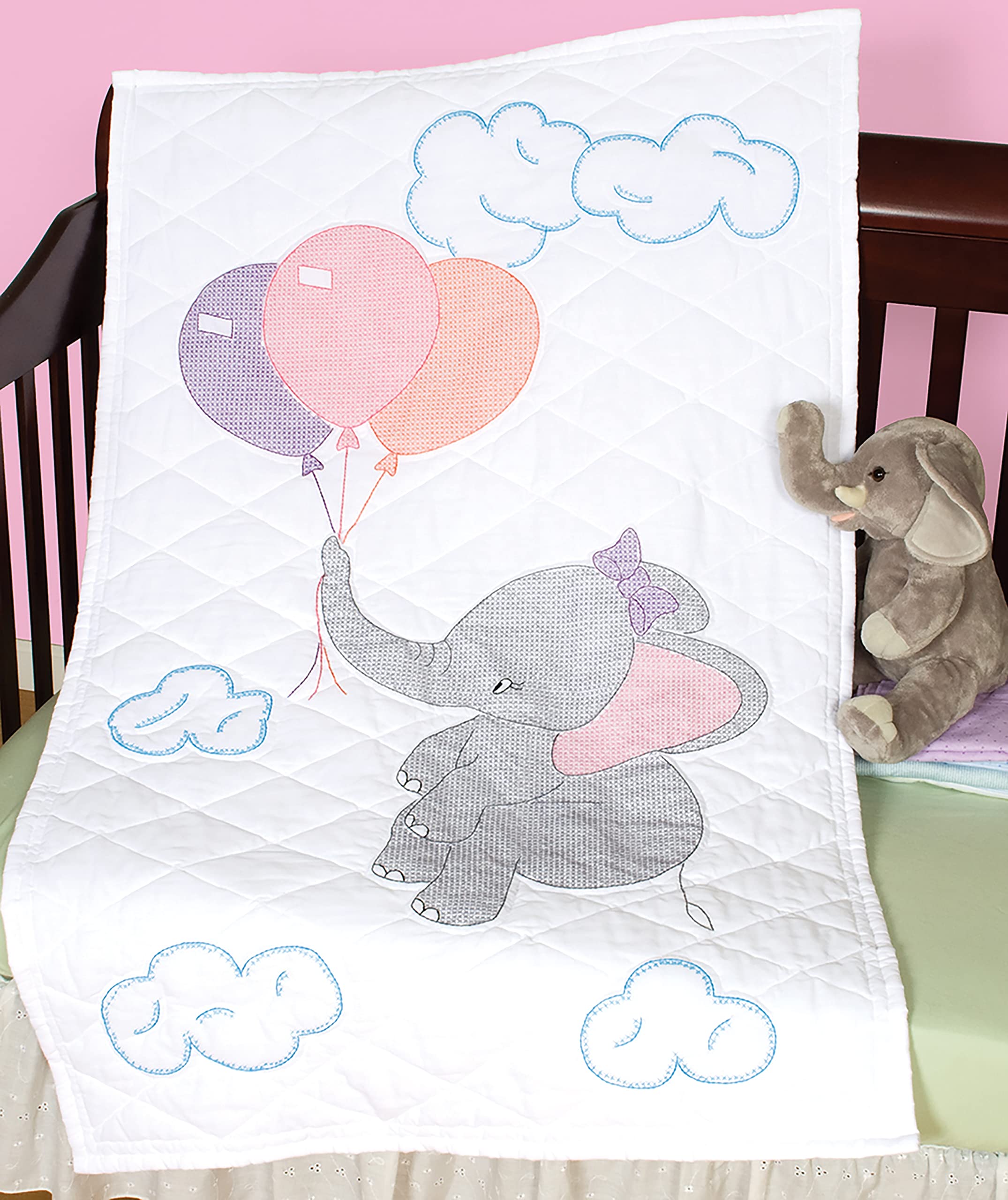 Jack Dempsey Crib Quilt Top Elephant