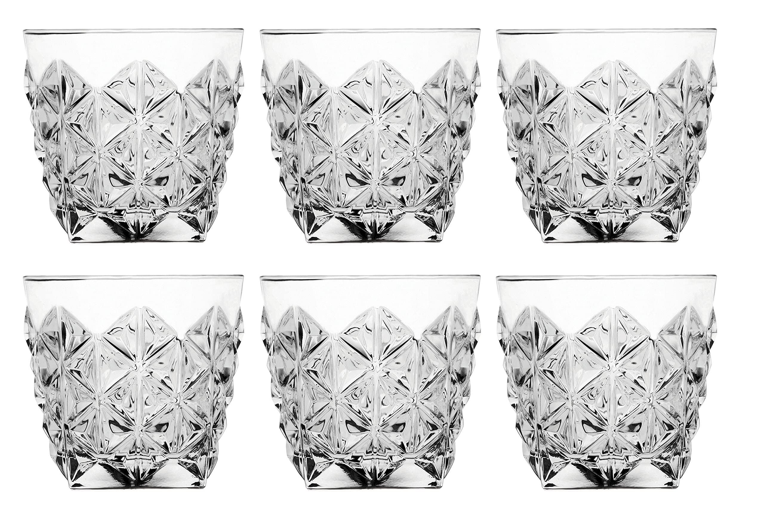 Barski Tumbler Glass - Double Old Fashioned - Set of 6 - Glasses - Designed DOF Crystal Glass Tumblers - For Whiskey - Bourbon - Water - Beverage - Drinking Glasses - 12.5 oz. - Made in Europe