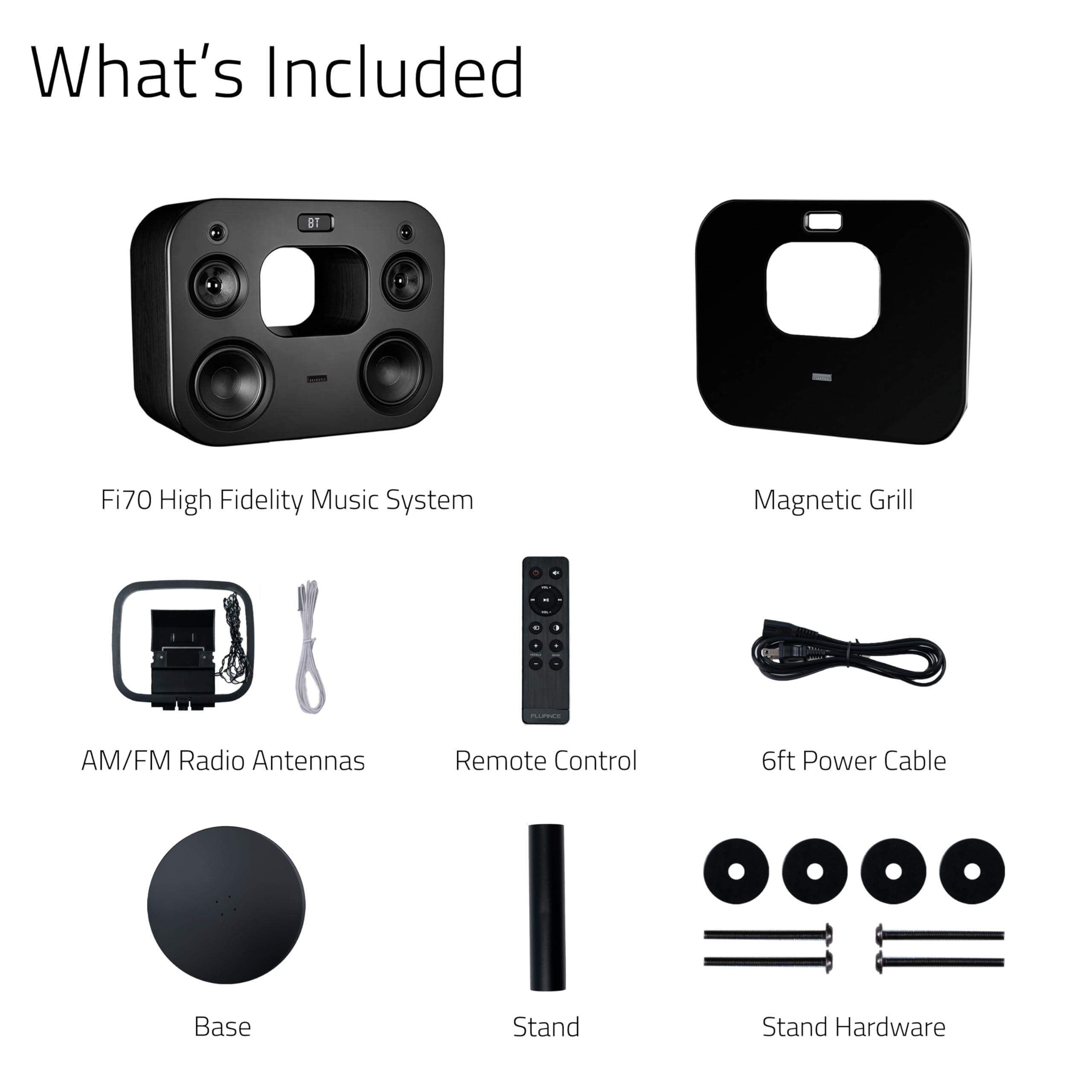 Fluance Fi70 Three-Way Wireless High Fidelity Music System with Powerful Amplifier & Dual 8" Subwoofers (Black Ash)