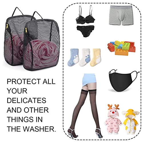 COMLIFE Set of 2 Delicates Honeycomb Mesh Laundry Bag,Use YKK Zipper,with Handle, Extra Large Opening, Baby Products, Face Cleansing Pads,Socks, Fine Knitwear Mesh Wash Bags(Black)