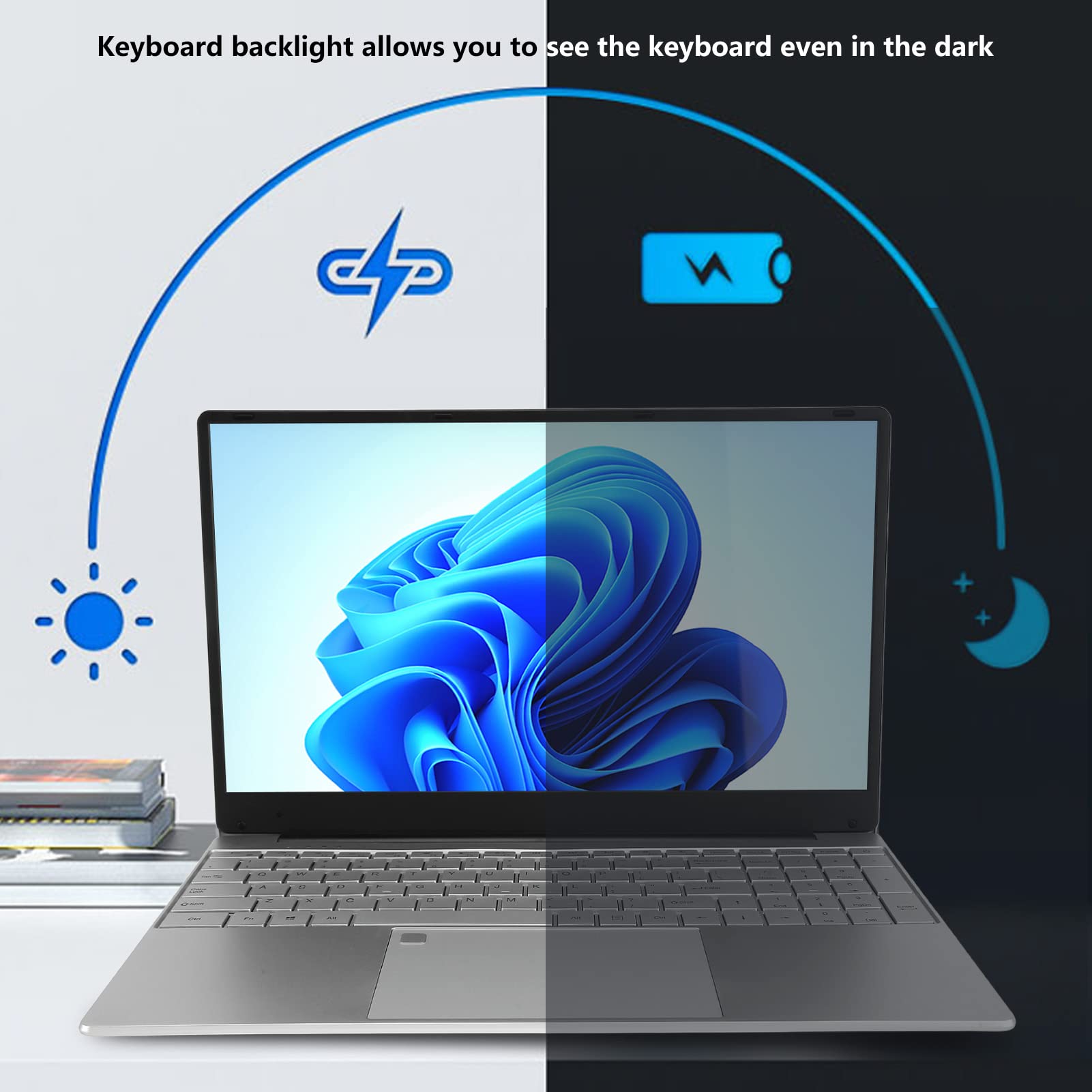 Acogedor Laptop Computer, 15.6in N5095CPU 1920x1080 IPS Screen Laptop, 16GB RAM, 256GB ROM, with Fingerprint Unlock, for 11