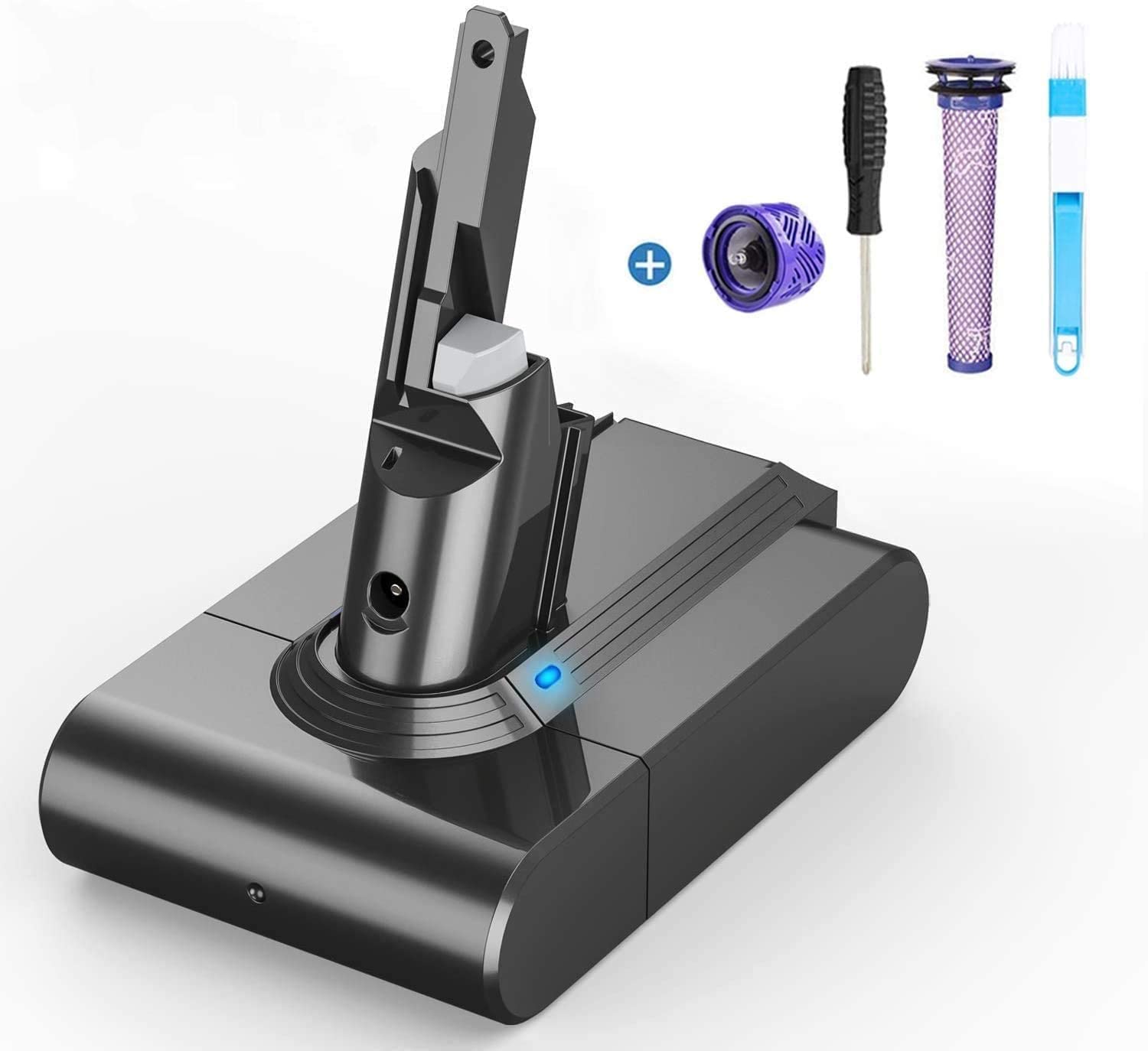 FLYLINKTECH 4500mAh V7 Battery Replacement for Dyson V7 Animal, V7 Fluffy, V7 Mattress,V7 Motorhead Pro, V7 Trigger SV11 Cordless Vacuum Cleaner with 2 Pack Filters+Cleaning Brush+Screwdriver