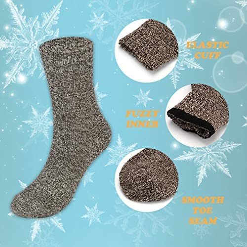 ADFOLF Mens Warm Wool Socks Thick Winter Thermal Stripe Wool Crew Socks (Color_6)