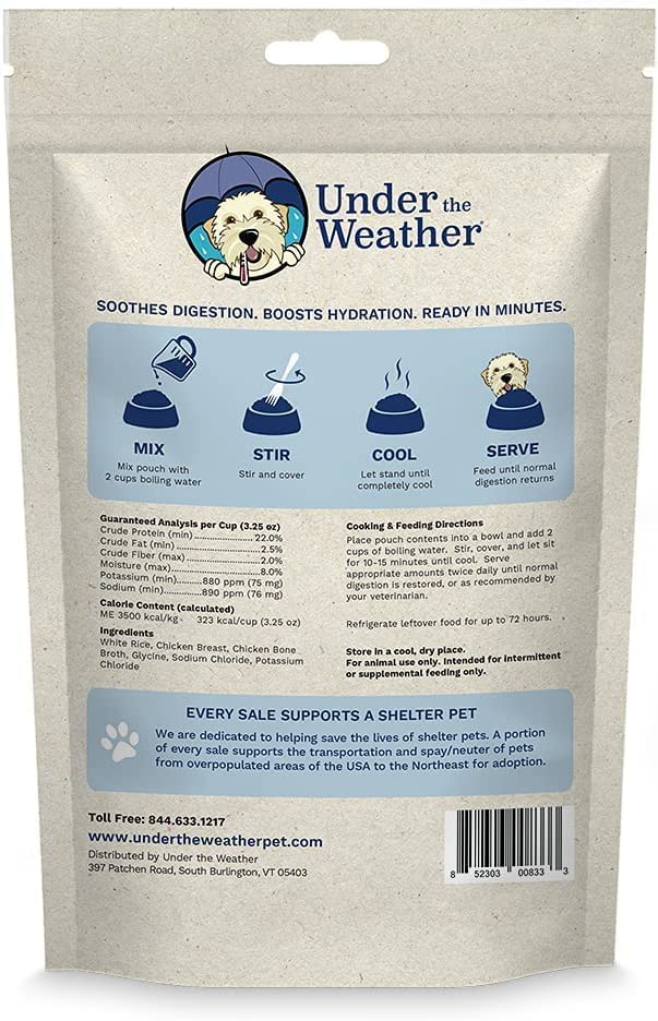 Under the Weather Easy to Digest Bland Diet for Sick Dogs - Always Be Ready - Contains Electrolytes - Gluten Free, All Natural, Freeze Dried 100% Human Grade Meats - Chicken, Rice & Bone Broth