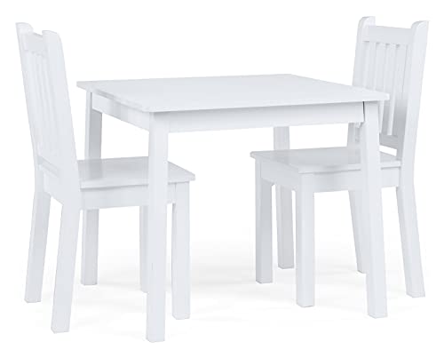 Humble Crew, White Kids Wood Square Table and 2 Chairs Set & Humble Crew, Grey/White Kids Toy Organizer with 12 Storage Bins, Toddler