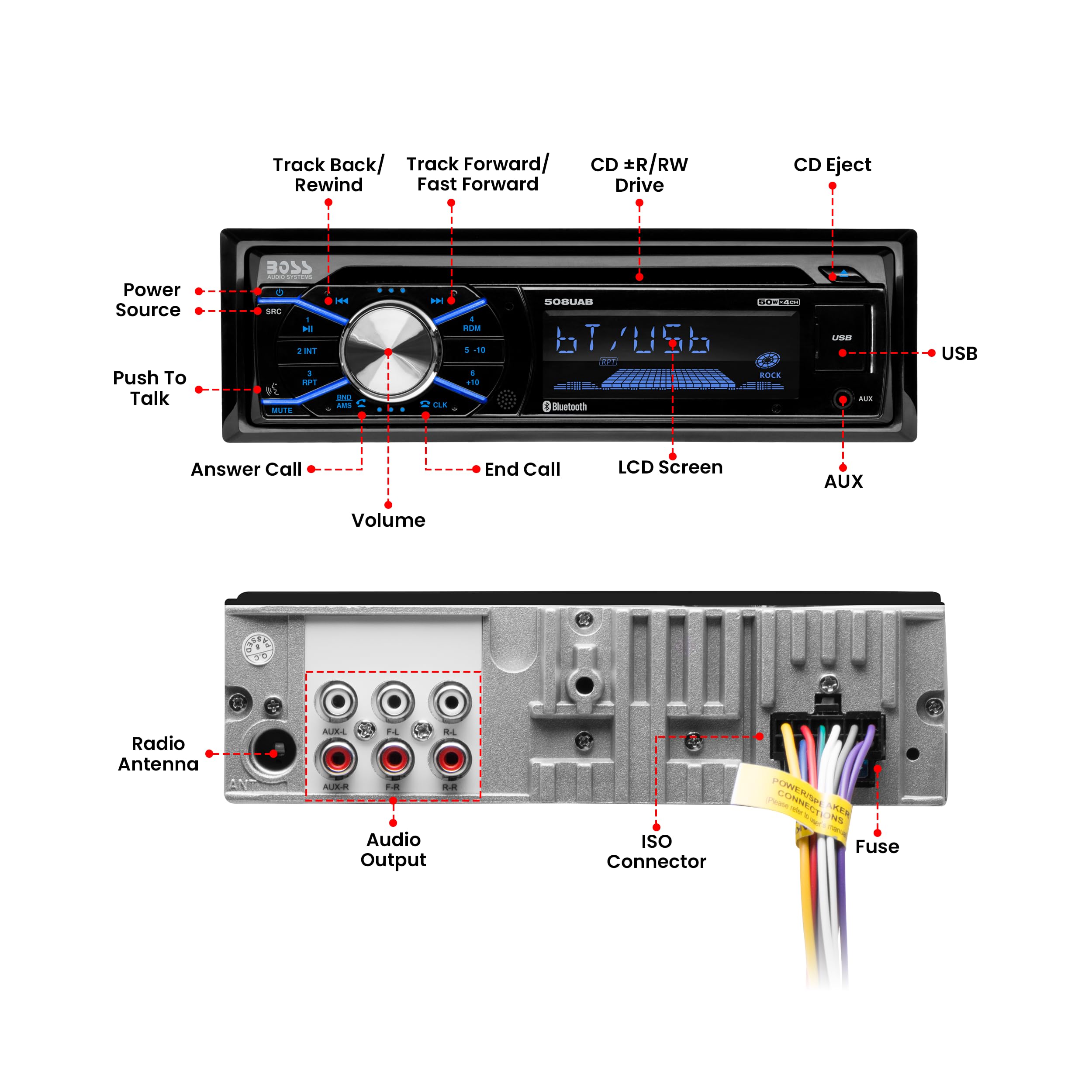 BOSS Audio Systems 656BCK Car Stereo Package - Single Din, Bluetooth, CD MP3 USB AM FM Radio, 6.5 Inch 2 Way Full Range Speakers, Black