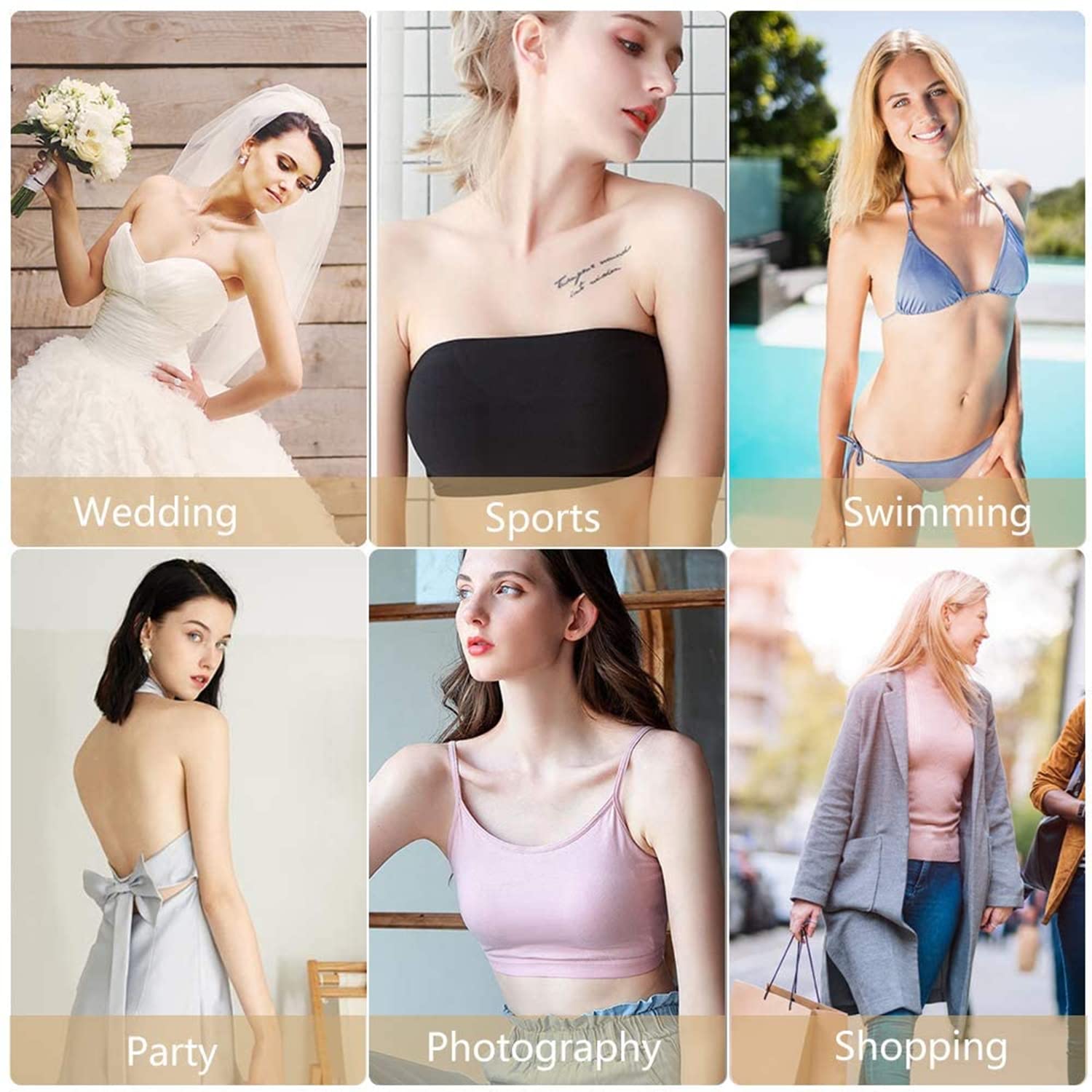 Adhesive Bra, Breast Lift Strapless Backless Silicone Minimizer Bra Nippless Covers Push Up Self Invisible Sticky Bra for Women (C/D Cup)