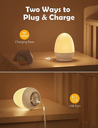 JolyWell Night Lights for Kids with Stable Charging Pad, Touch Control&Timer Setting, ABS+PC Baby Egg Lamp for Breastfeeding,Pink