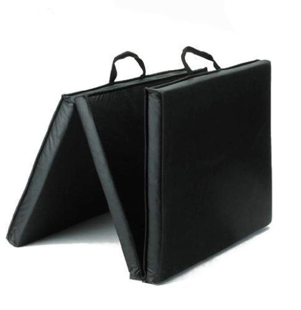 ACOMOO Accessories Yoga Exercise Fitness Workout Mat Physio Pilates Trifold 180cm x 60cm x 3cm Thick Mats Gym Black