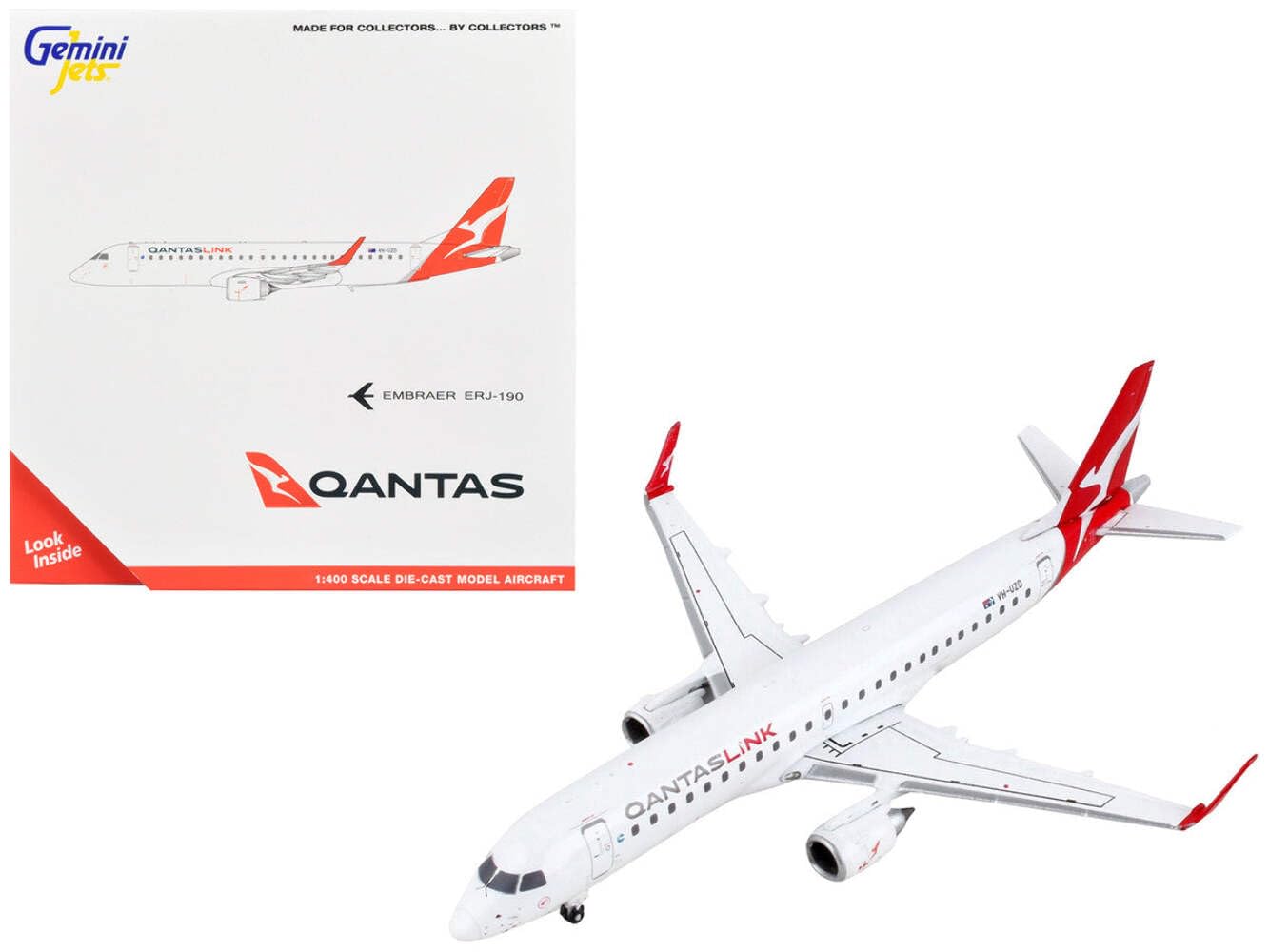 GeminiJets GJQFA2082 QantasLink Embraer 190AR VH-UZD; Scale 1:400