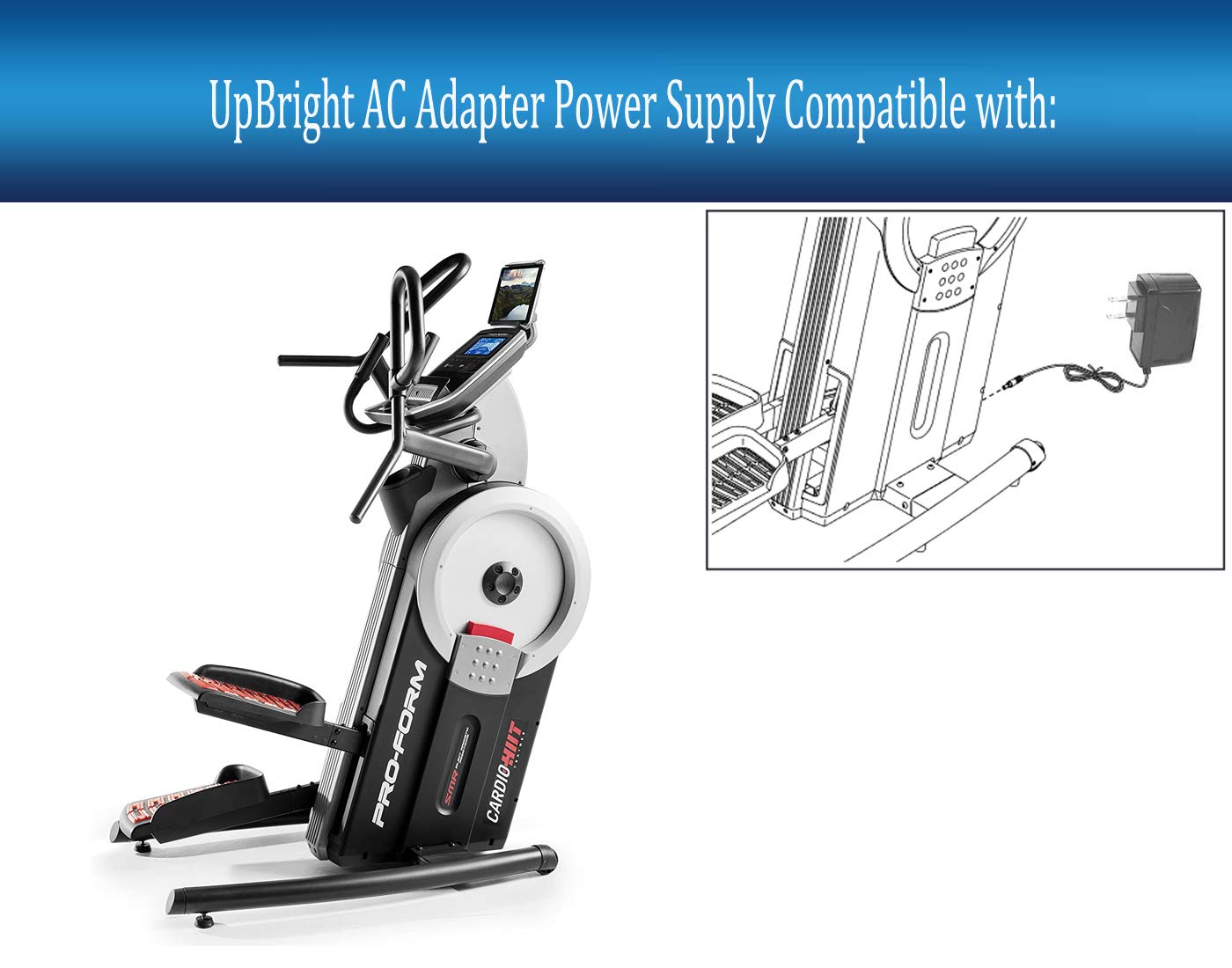 UpBright 9V AC/DC Adapter Compatible with ProForm Cardio HIIT Trainer Model No PFEL09915 1 PFEL09915.1 PFEL099151 PFEL 09915.1 Pro-Form CardioHIIT 9VDC 2A DC9V 2.0A Power Supply Cord Cable Charger PSU