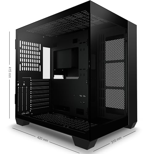 AMANSON PC CASE ATX Gaming PC Cases ，Mid-Tower USB 3.0 with Double Tempered Glass Full View Computer Cases Black (Fans are not Included) (H6)