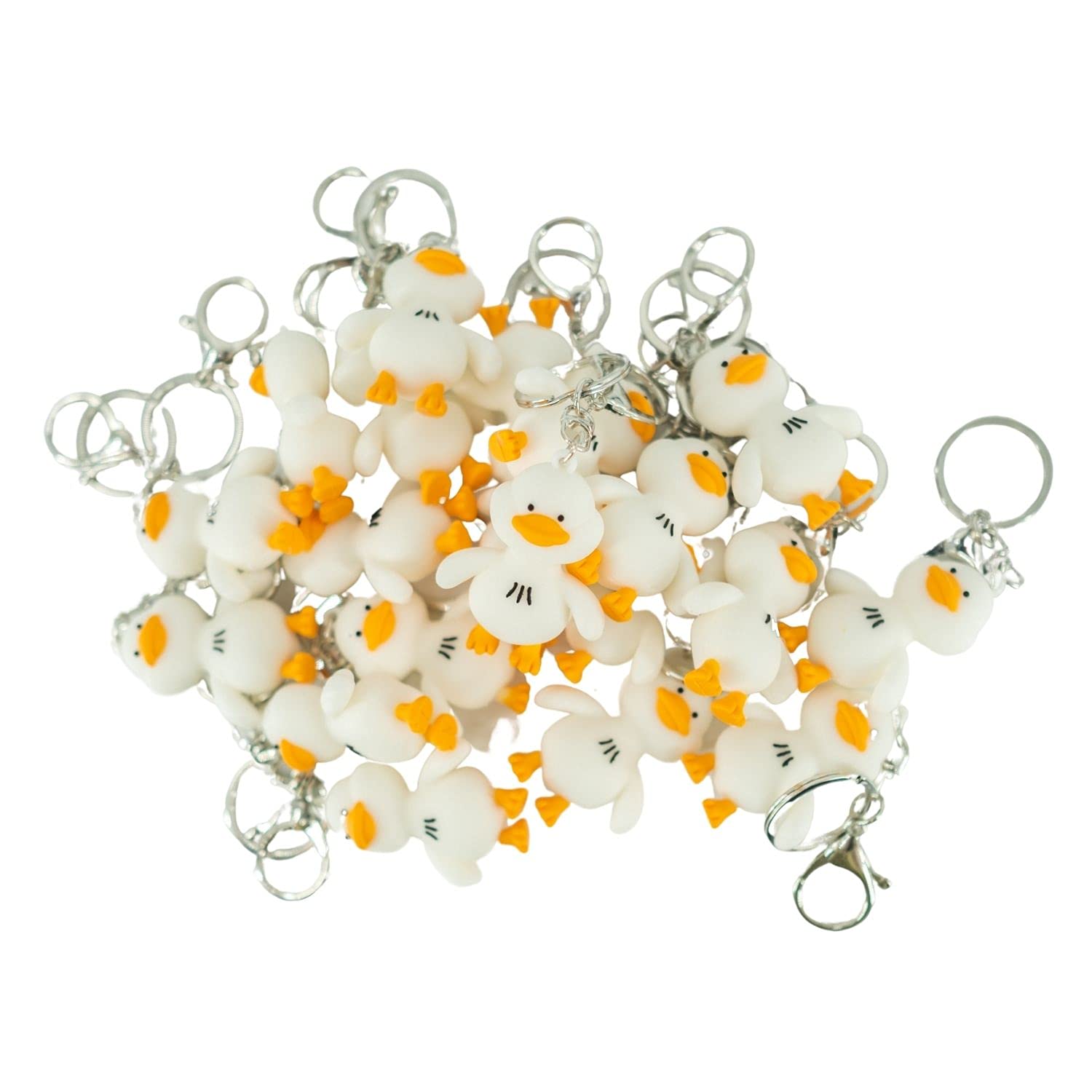 Crafters Cup Duck Duck Keychains | Bulk 10 Pack | Yellow Rubber Duck | Attach To Duck Duck Tag | You've Been Ducked White Duck Keychain