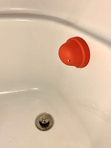 Bath Tub Overflow Drain Cover, Trip Lever Cover, Protects from Accidental Contact of Lever, Overflow Plate Cover, Use Lever While Installed, Durable, Soft, Kids Can't Pull Off, Easy Install (Orange)