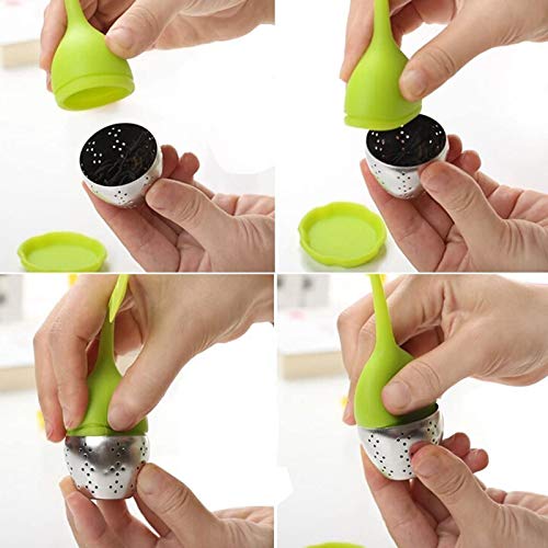 Bekith Tea Infuser - Set of 7 Silicone Handle Stainless Steel Strainer Drip Tray Included - Loose Tea Steeper - Best Tea Infuser for Loose Leaf or Herbal Tea