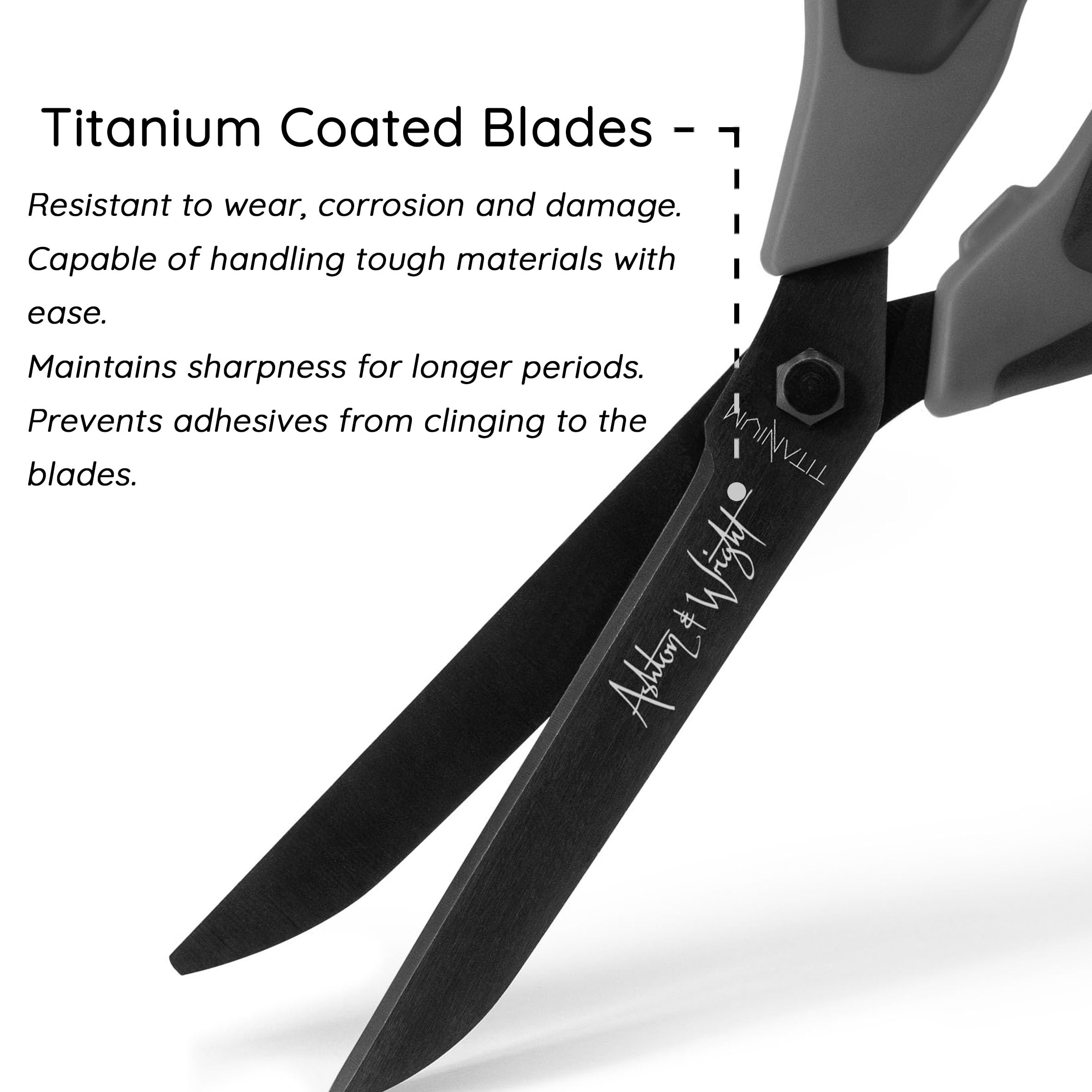 Ashton and Wright - Titanium HD - Heavy Duty Scissors for Office, Home, Kitchen and Craft - 210mm / 8β - Titanium Coated Blades (Gray, Right Handed)