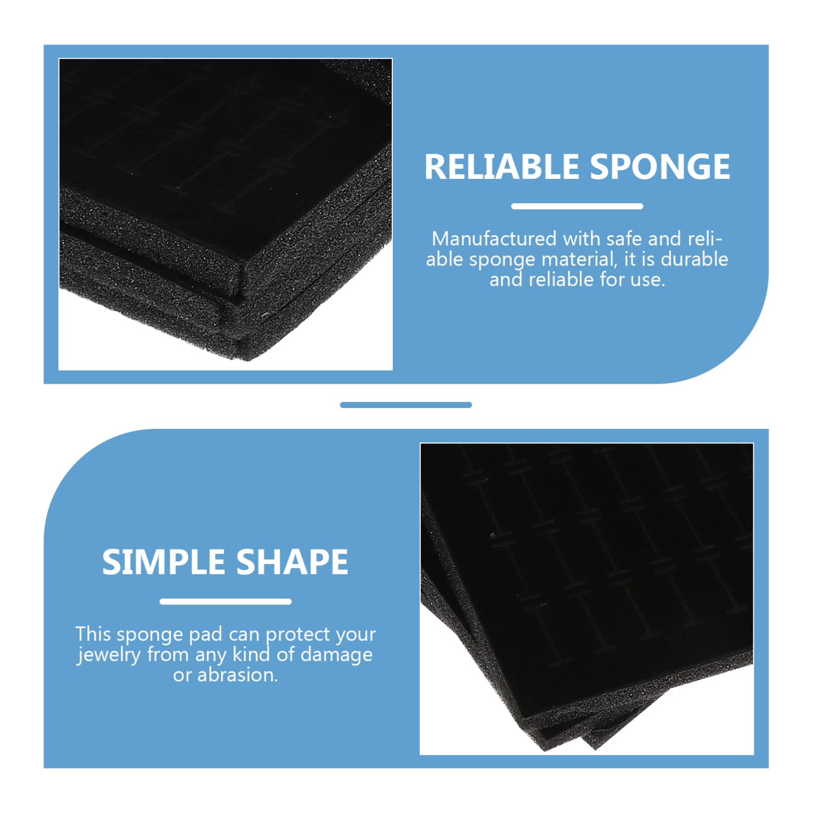 Alipis Foam Ring Pad Black Jewelry Sponge Insert Mats Display Trays Jewelry Box Inserts Display Showcase Storage, 4Pcs, 11X7 Inch, 100-Slot