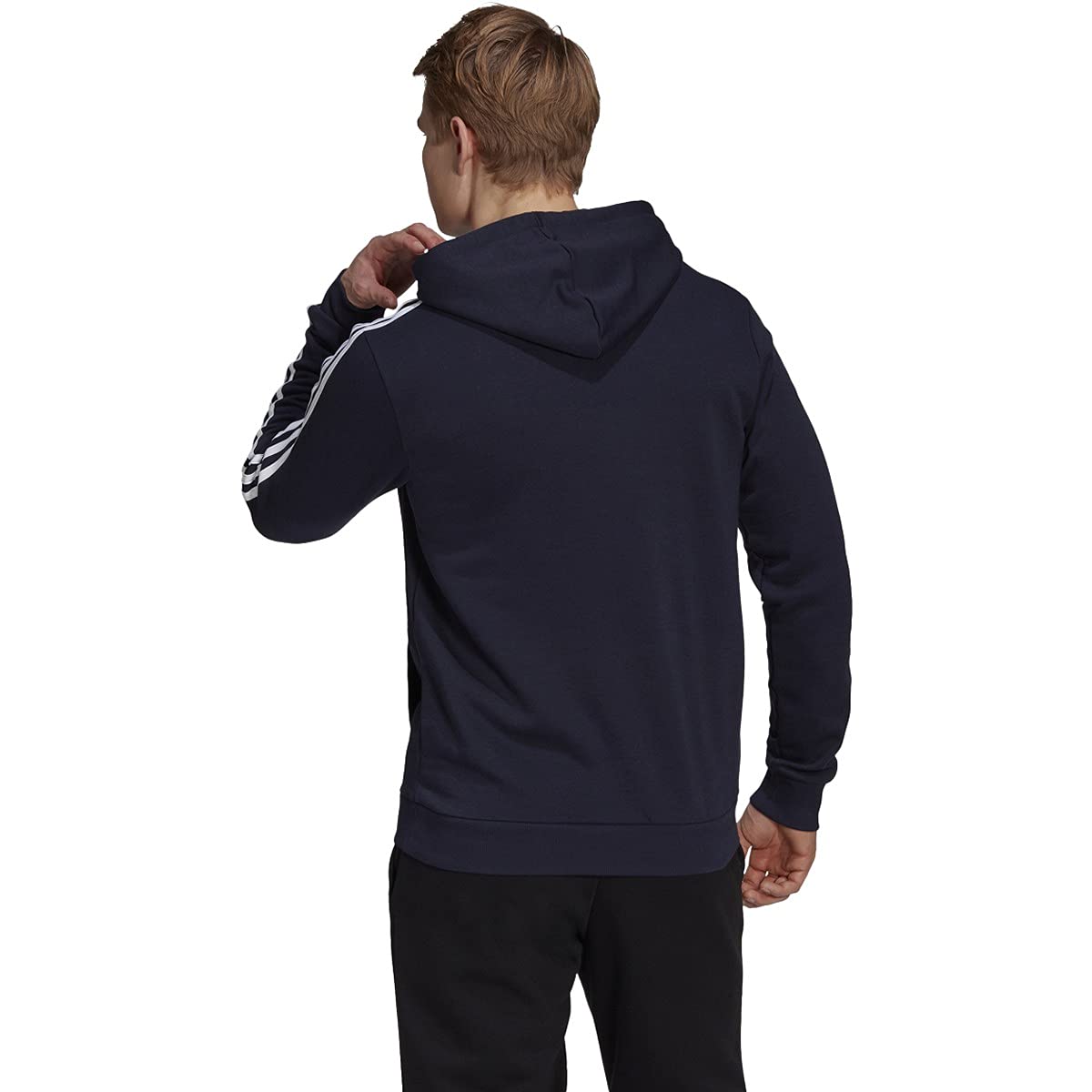 adidas Men's Standard Essentials Fleece 3-Stripes Hoodie, Legend Ink/White, 3X-Large