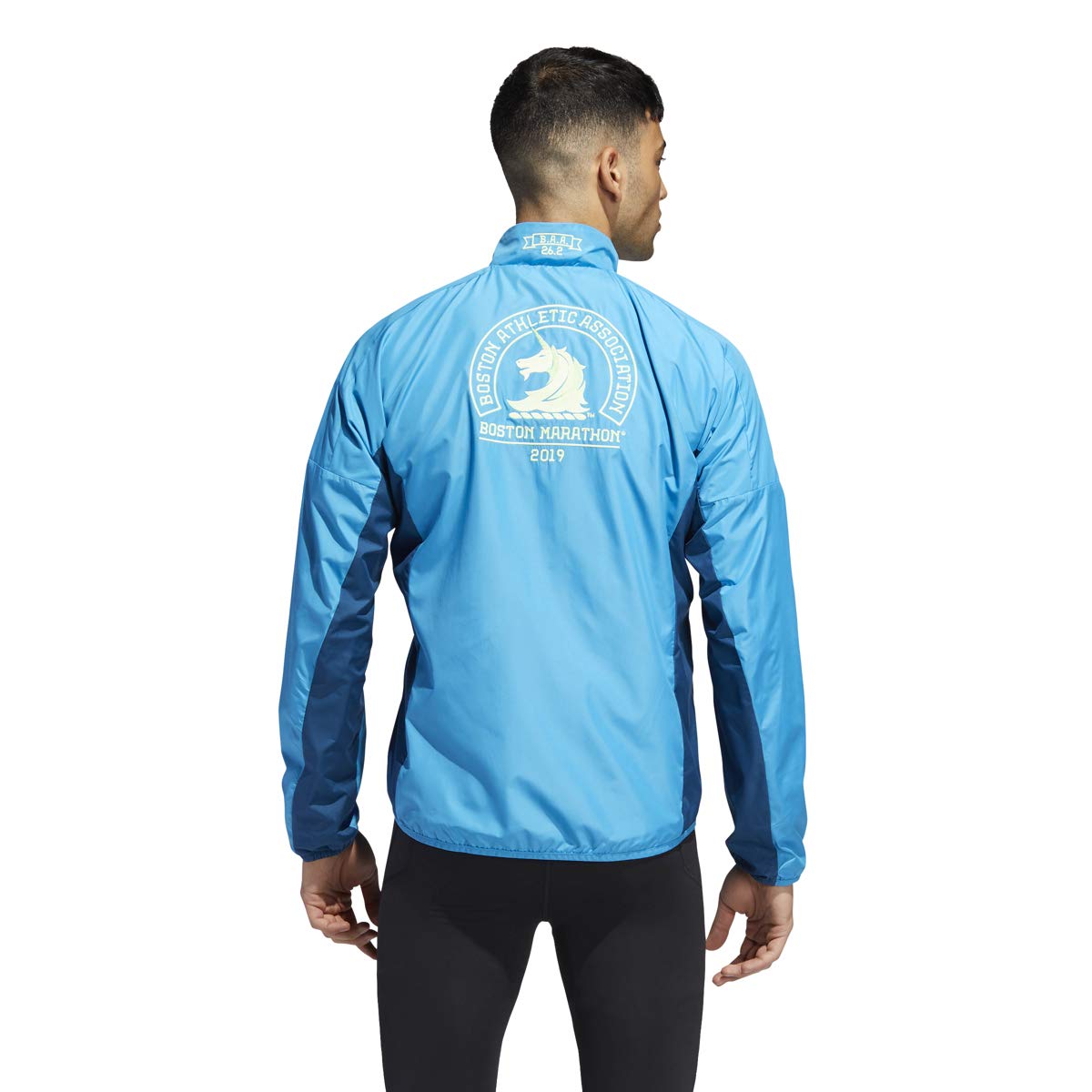 adidas 2019 Men's Boston Marathon Celebration Jacket (Large, Shock Cyan)