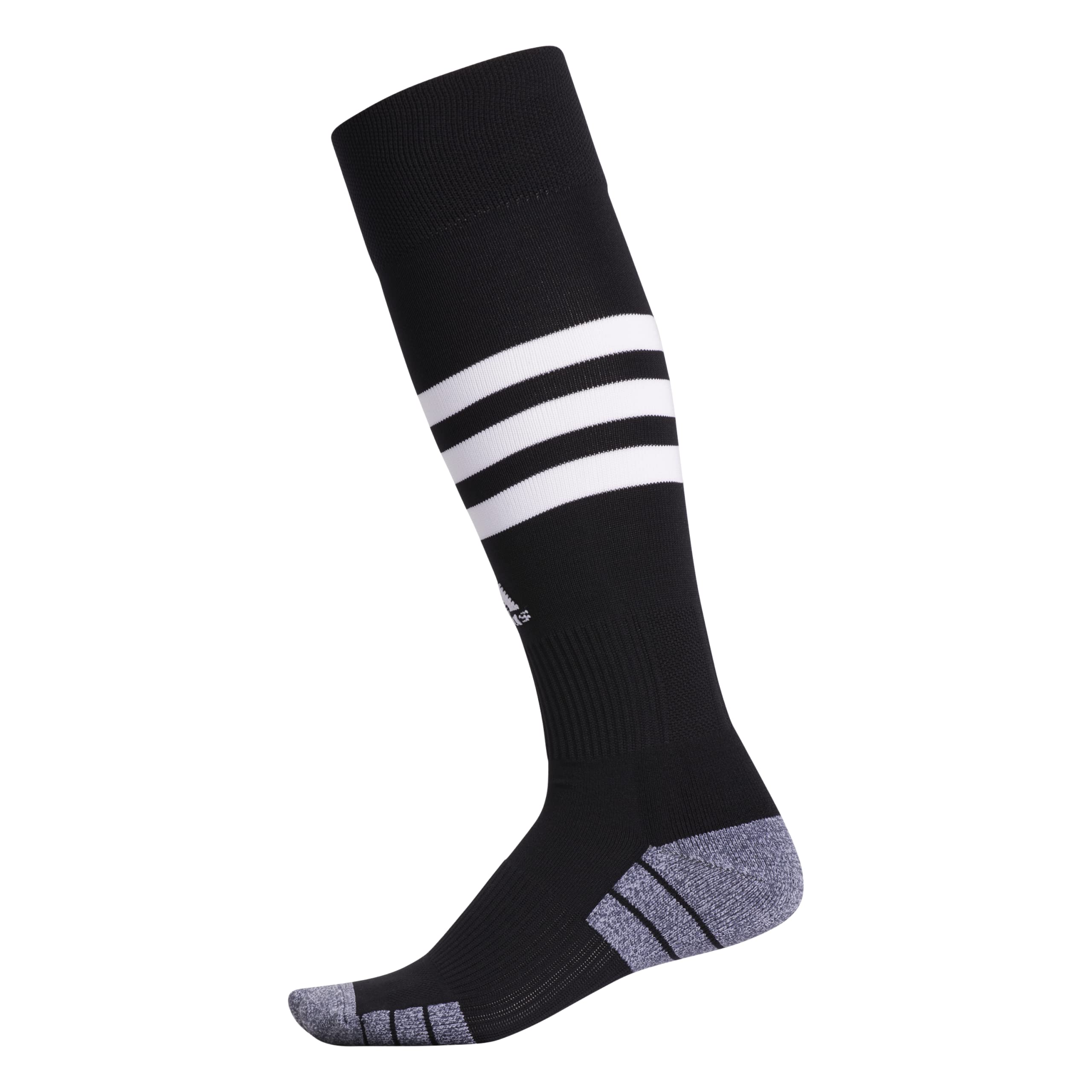 adidas 3-Stripe Hoop Soccer Socks (1-Pair) with Arch Compression for a Secure fit, Black/White, Large
