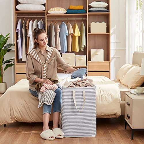 Lifewit Laundry Hamper Large Collapsible Laundry Baskets, Freestanding Waterproof Clothes Hamper Storage Basket with Easy Carry Extended Handles for Clothes in Laundry Room Bedroom Bathroom College Dorm for Adults, Grey